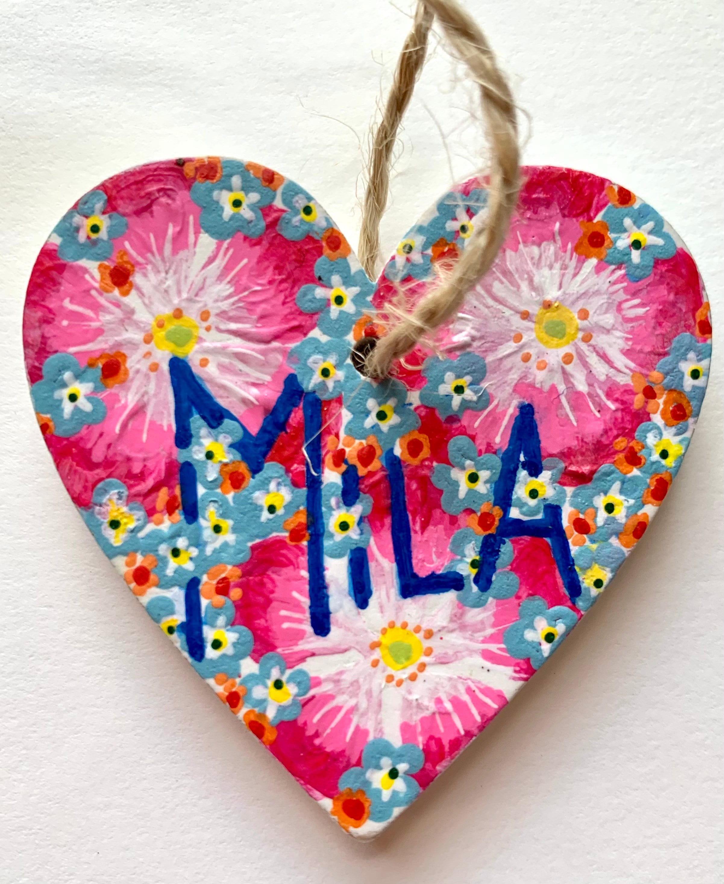 Hand Painted Heart With Name - Etsy