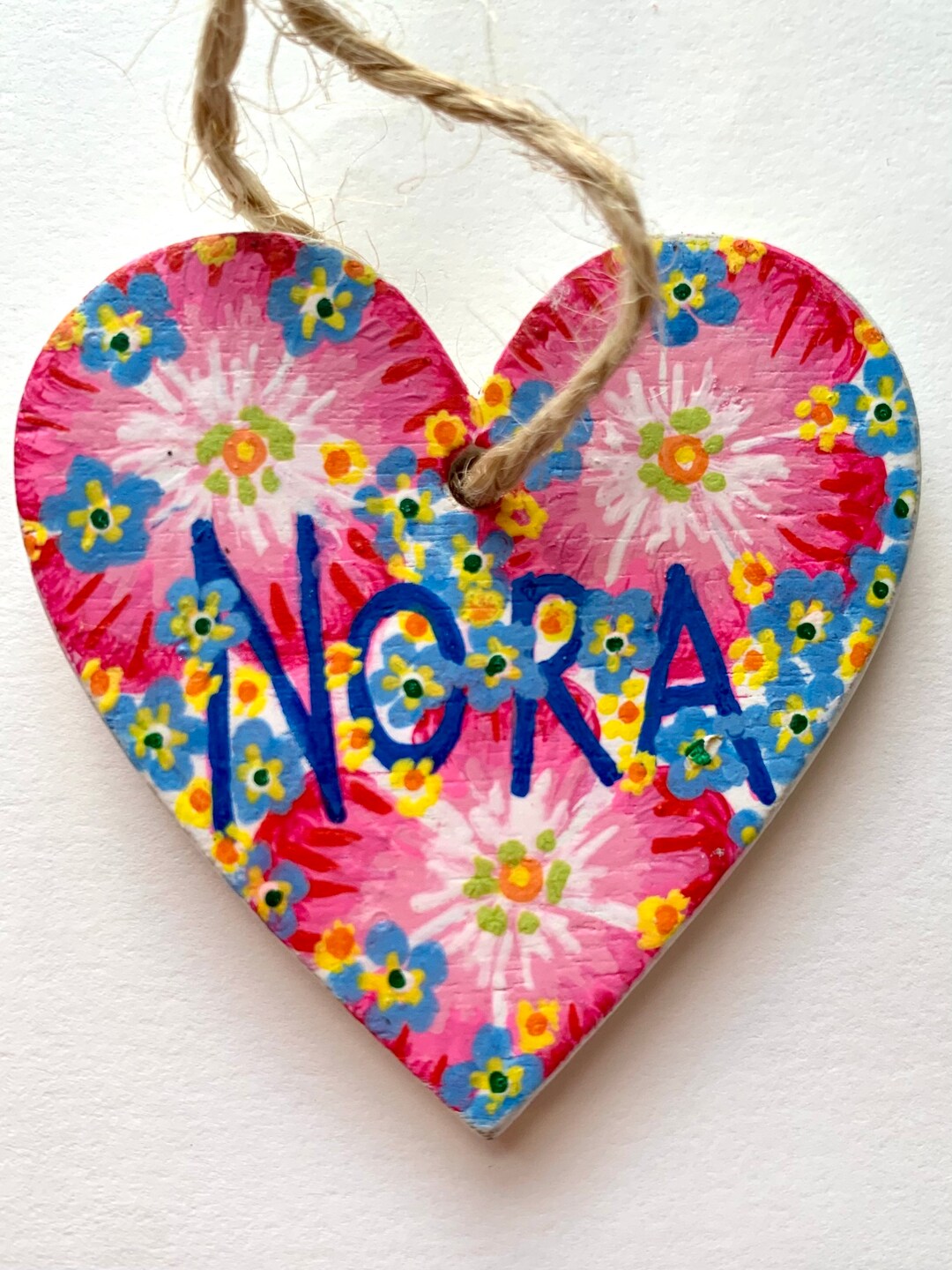 Hand Painted Heart With Name - Etsy