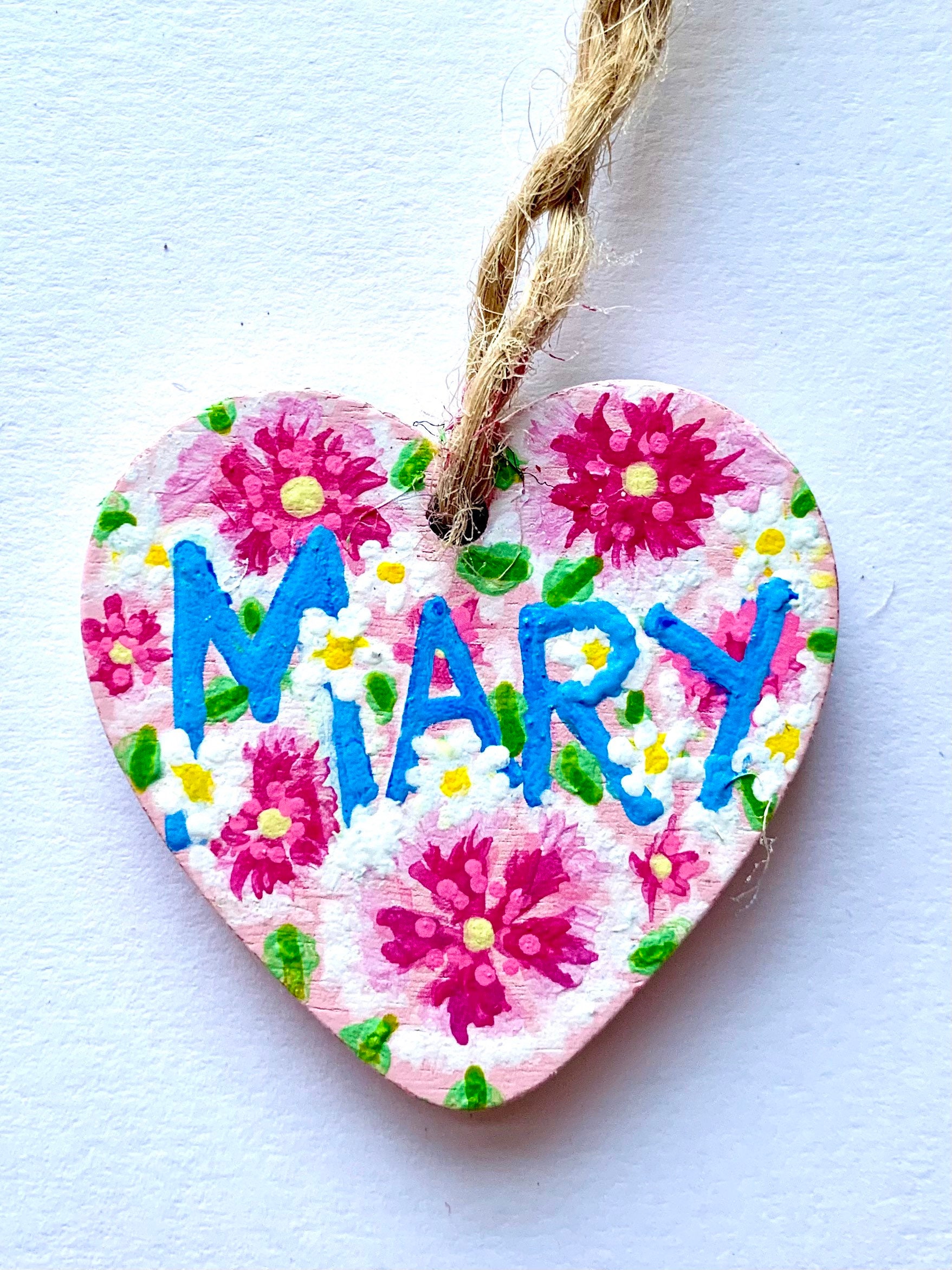 Hand Painted Heart With Name - Etsy