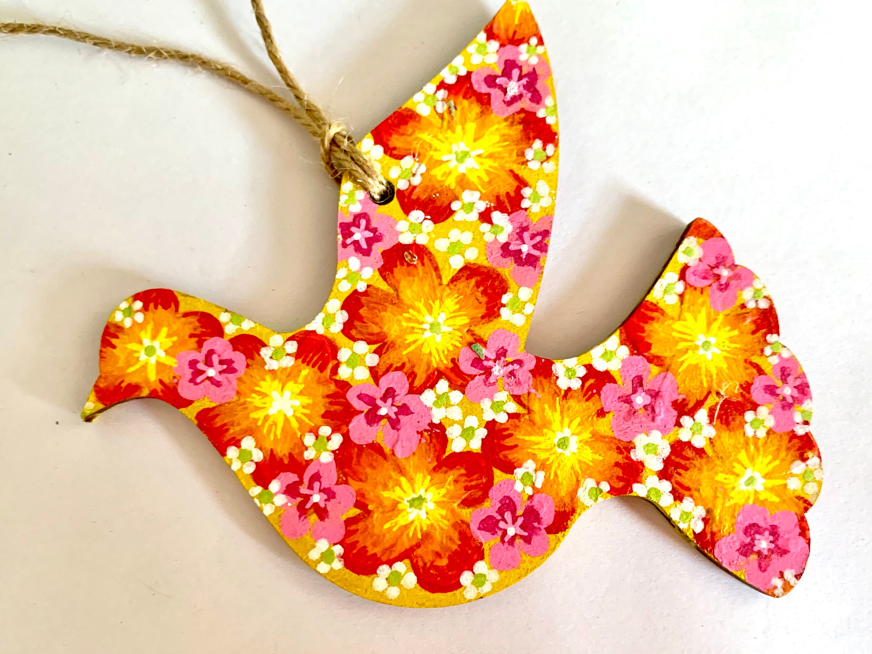 Large Hand-painted Hanging Dove - Etsy UK