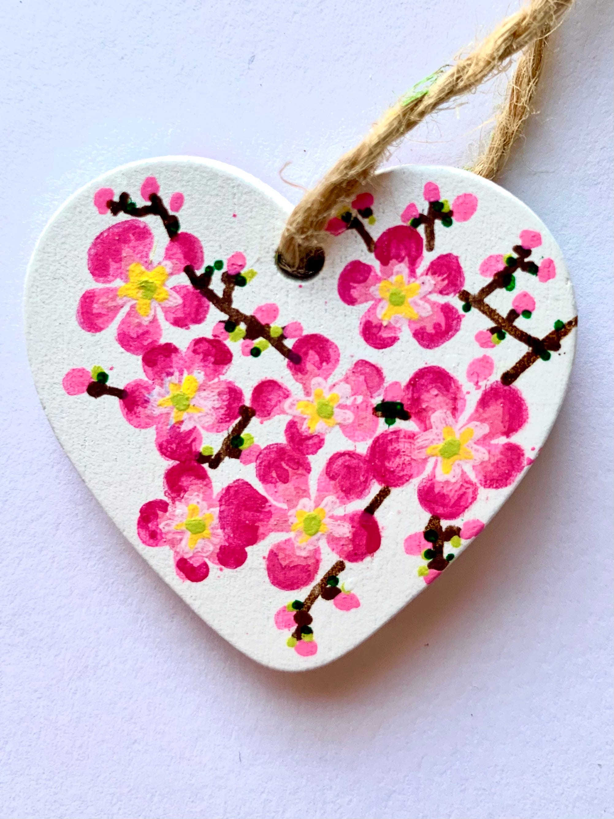 Small Hand-painted Wooden Heart Decoration / Wedding Favour - Etsy UK