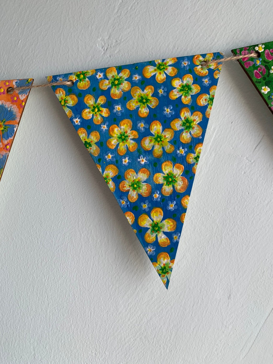 Wooden Hand Painted Floral Bunting - Etsy