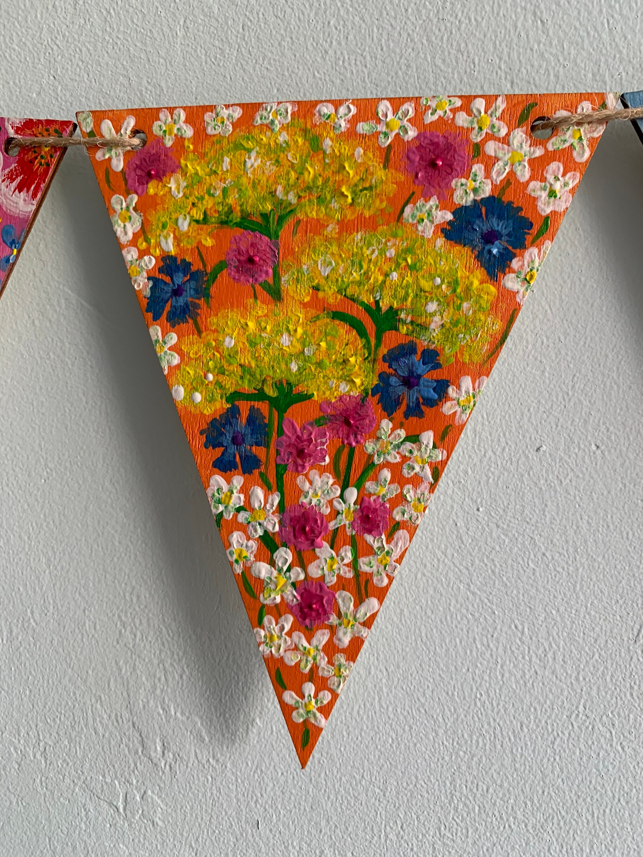 Wooden Hand Painted Floral Bunting - Etsy