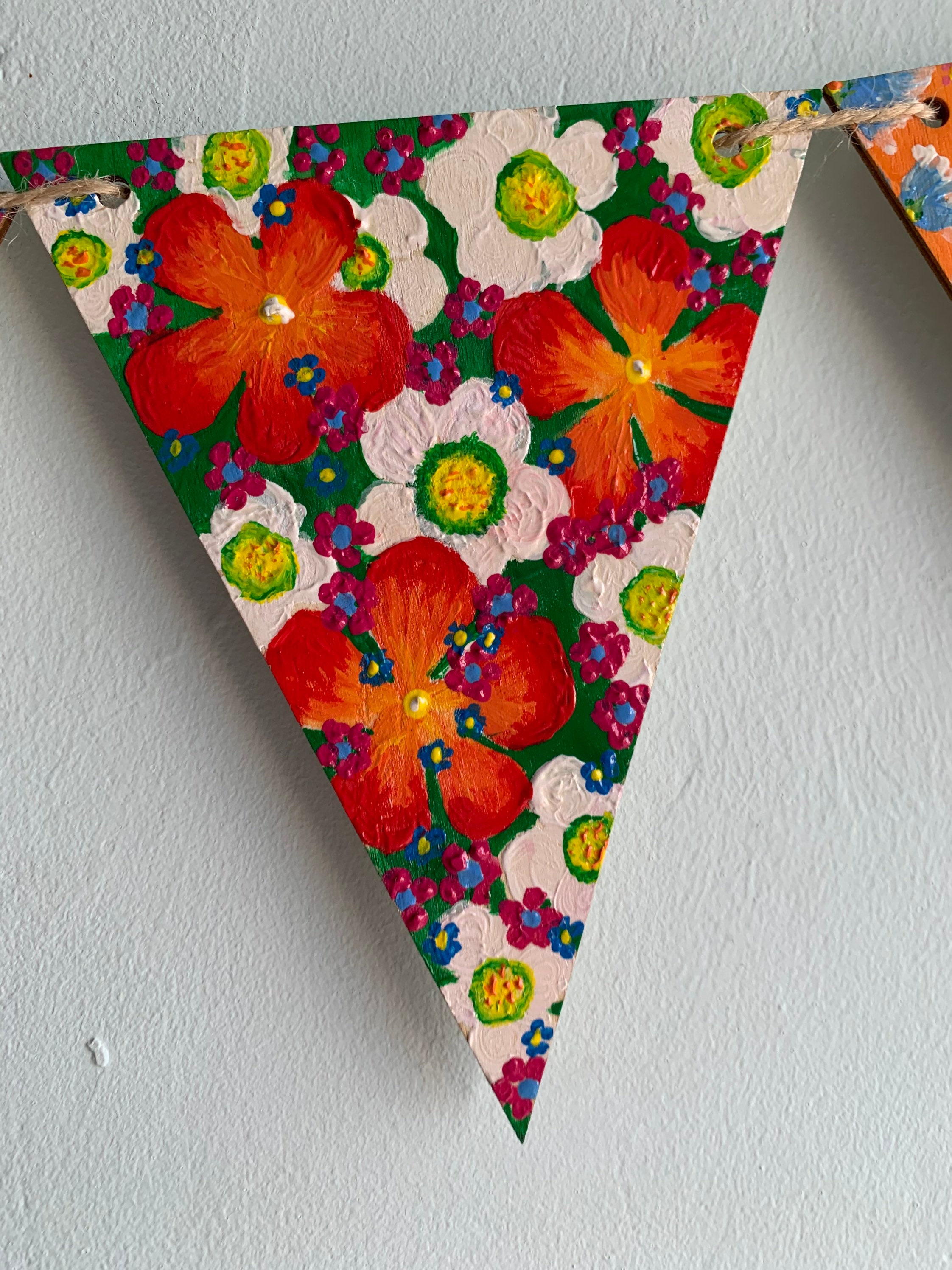 Wooden Hand Painted Floral Bunting - Etsy