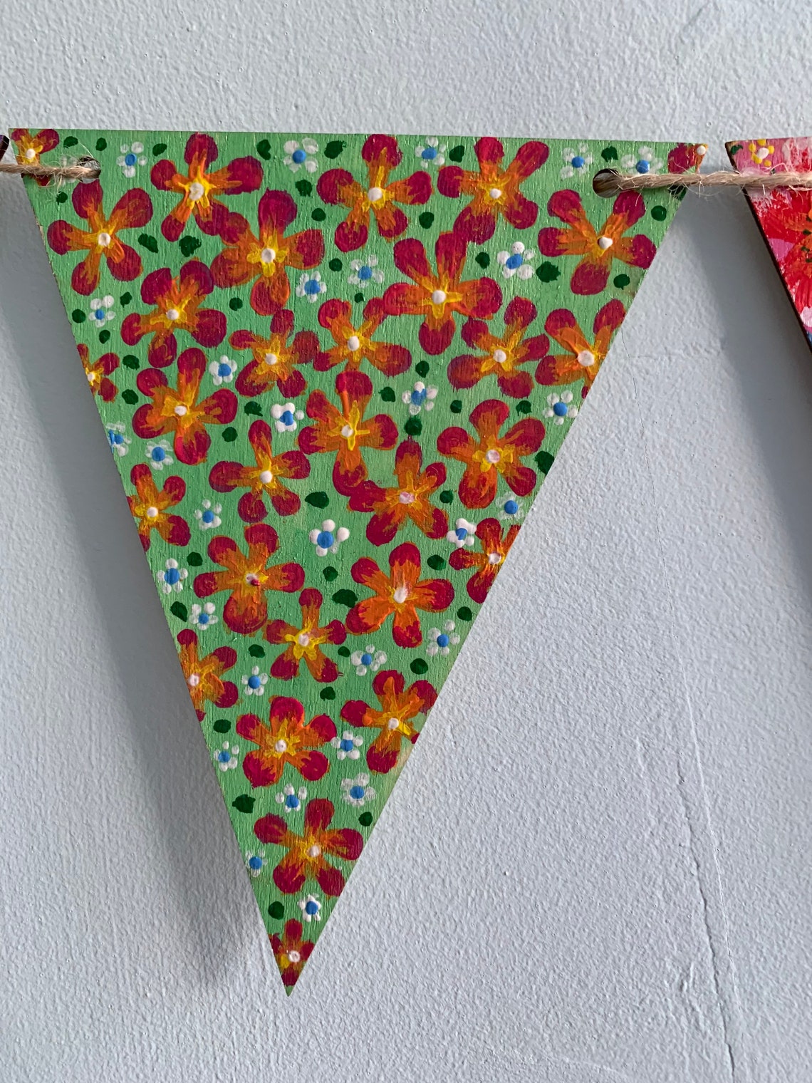 Wooden Hand Painted Floral Bunting - Etsy