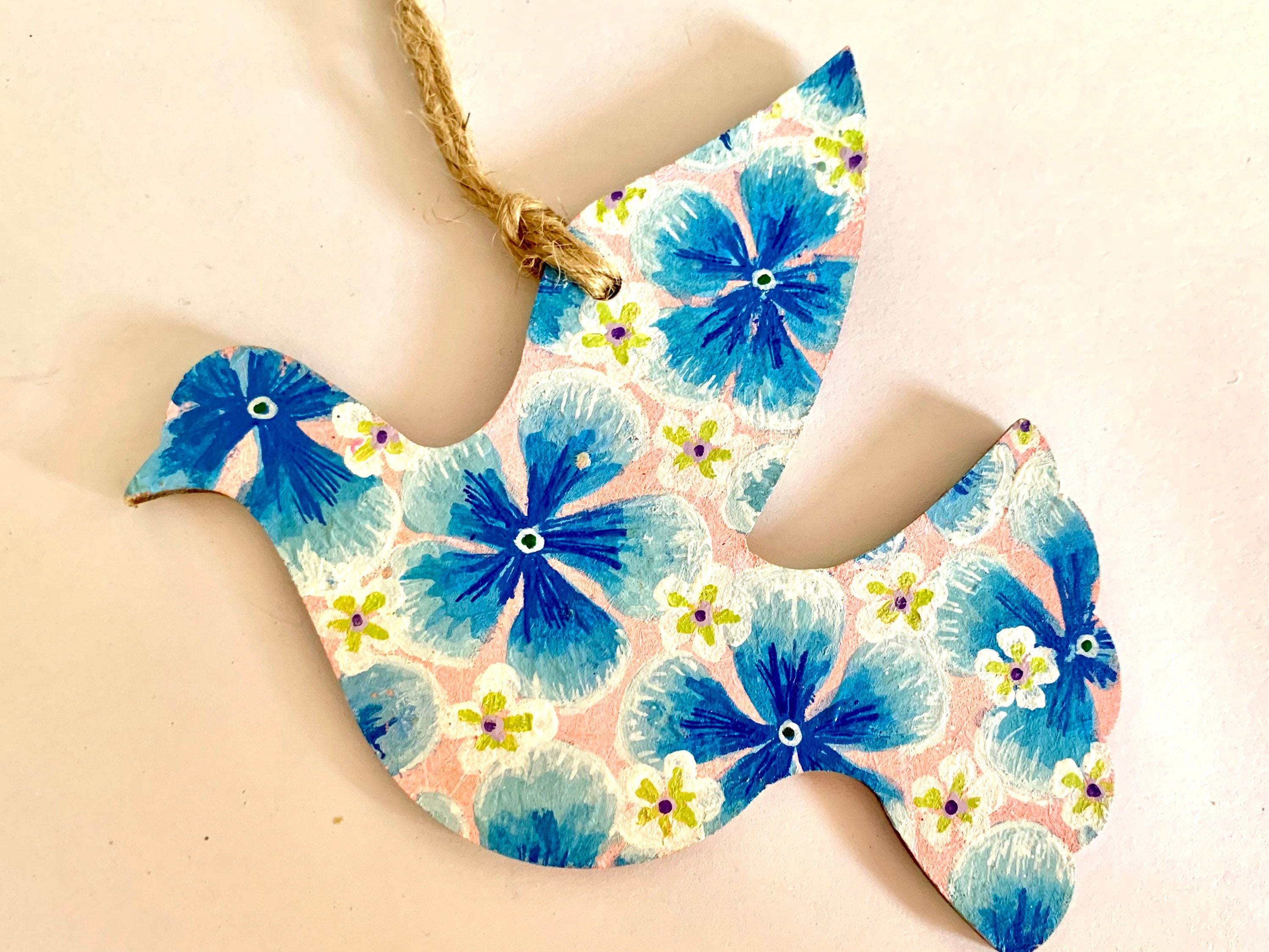 Large Hand-painted Hanging Dove - Etsy UK