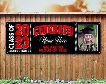 Custom Graduation Sign Red and Black Graduation Party Decorations 2023 ...