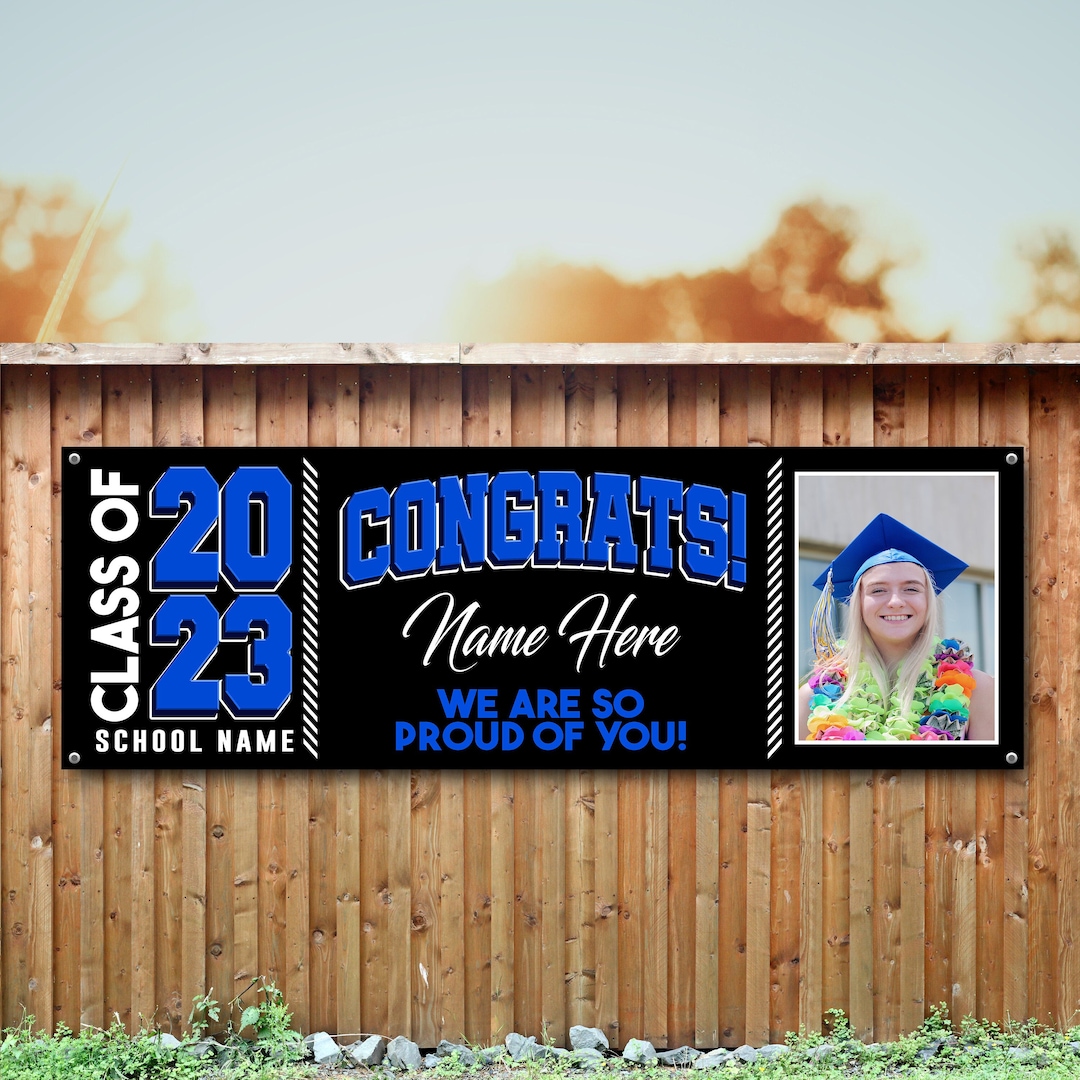 Custom Graduation Banner, Personalized Banner, Class of 2023 BLUE AND ...