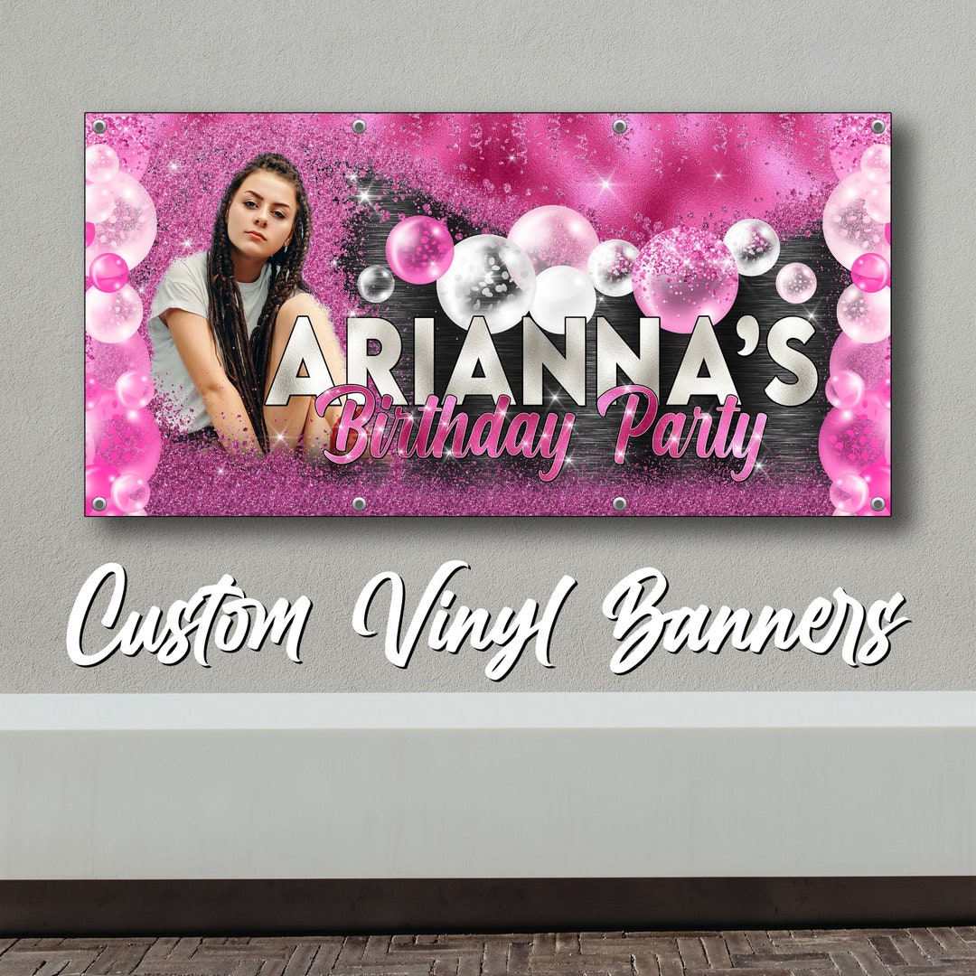 Custom Birthday Banner, Personalized Banner, Birthday Girl, Pink ...