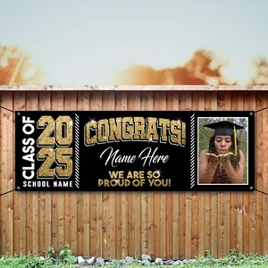 Custom Graduation Banner, Personalized Banner, Class of 2025 GOLD ...