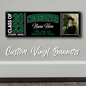 Custom Graduation Banner, Personalized Banner, Class of 2023 GREEN AND ...
