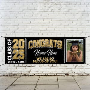 Custom Graduation Banner, Personalized Banner, Class of 2025 GOLD ...