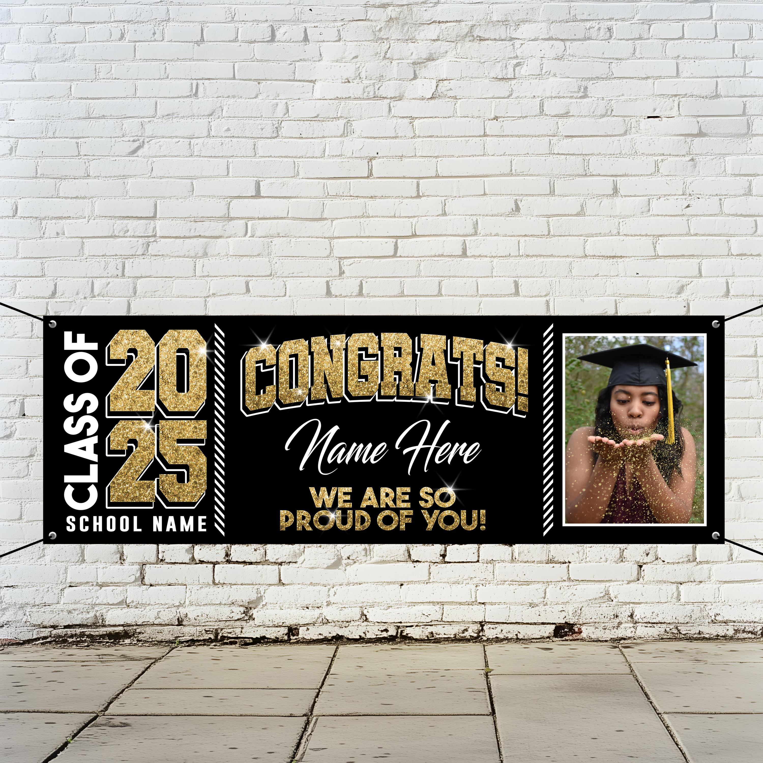 Custom Graduation Banner, Personalized Banner, Class of 2025 GOLD ...
