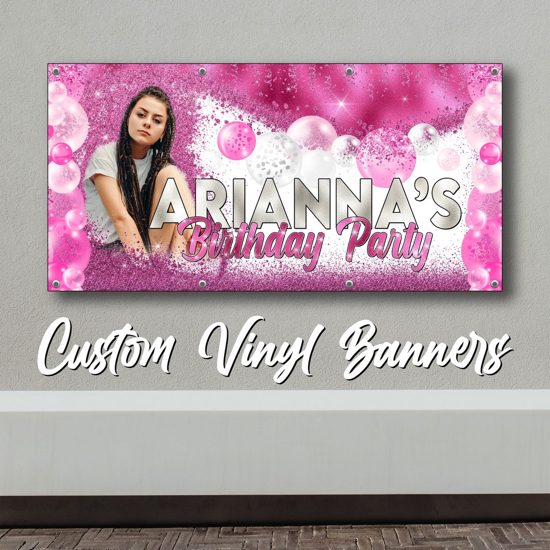 Custom Birthday Banner, Personalized Banner, Birthday Girl, Pink ...