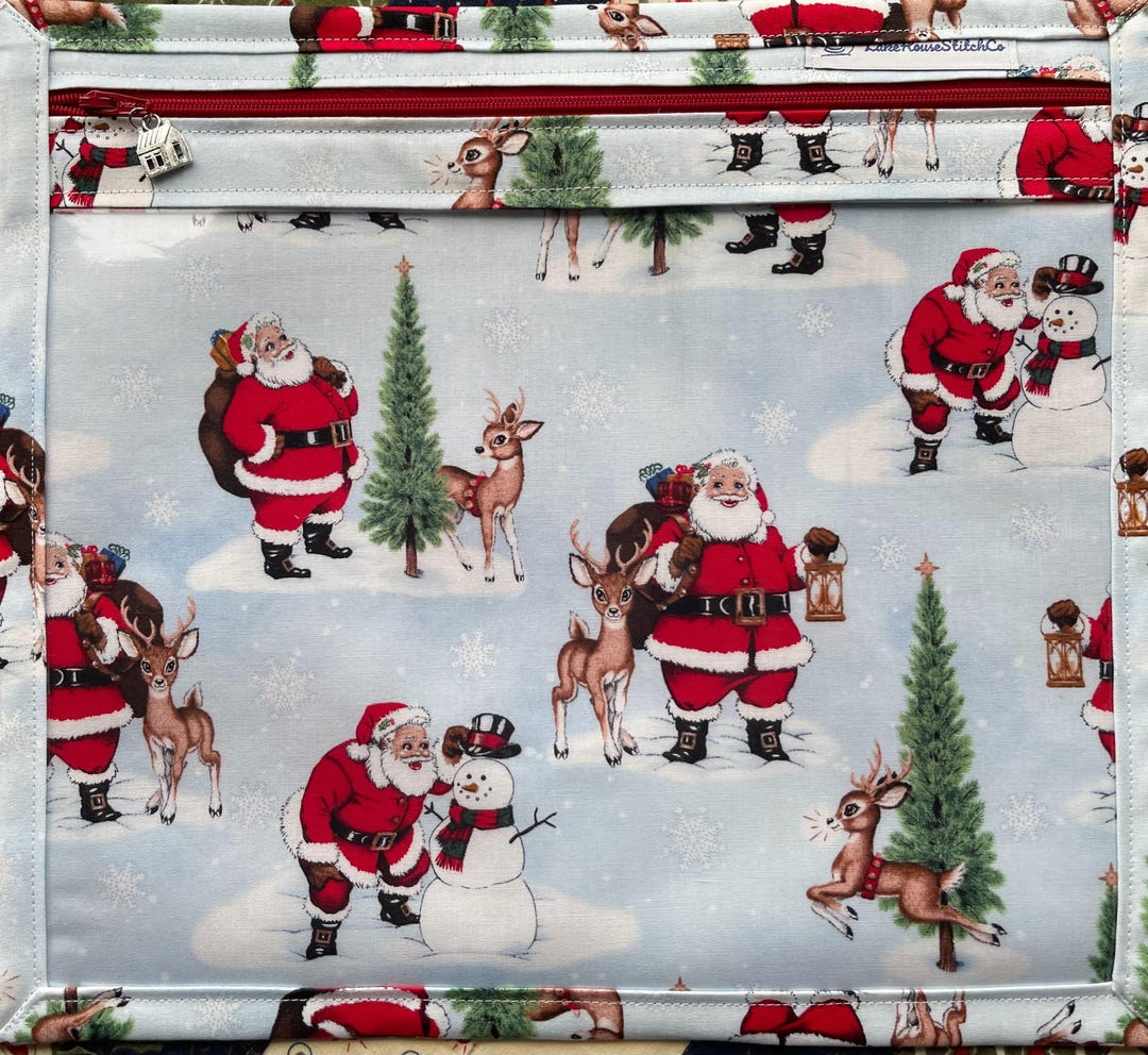 NEW Santa's Day off Project Bag for Wip/cross Stitch/embroidery/wool ...