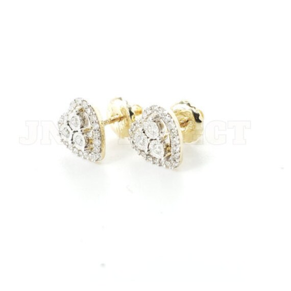 Jewelry 10k Genuine Gold 0.16 TCW Diamond Stud Earrings Heart Shaped ...
