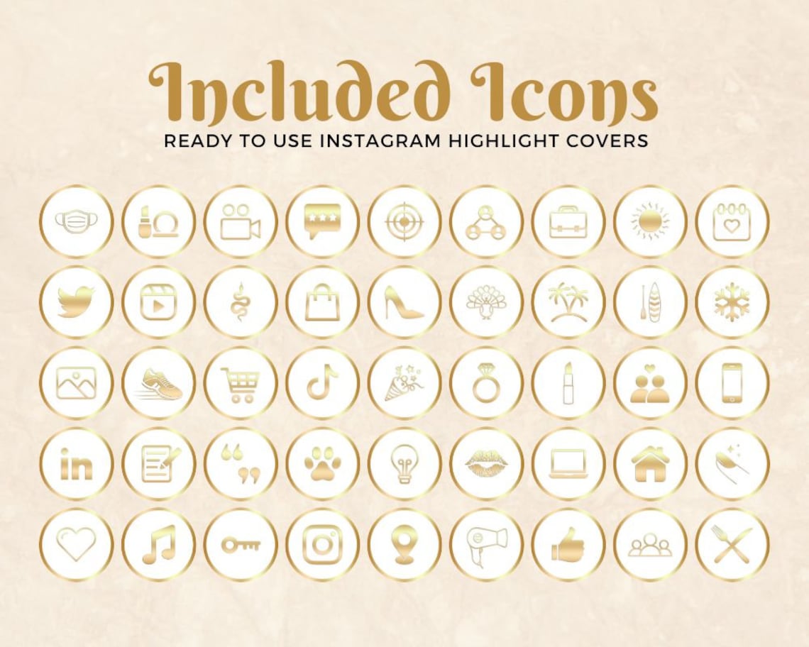 90 White and Gold Highlight Covers for Instagram Stories - Etsy