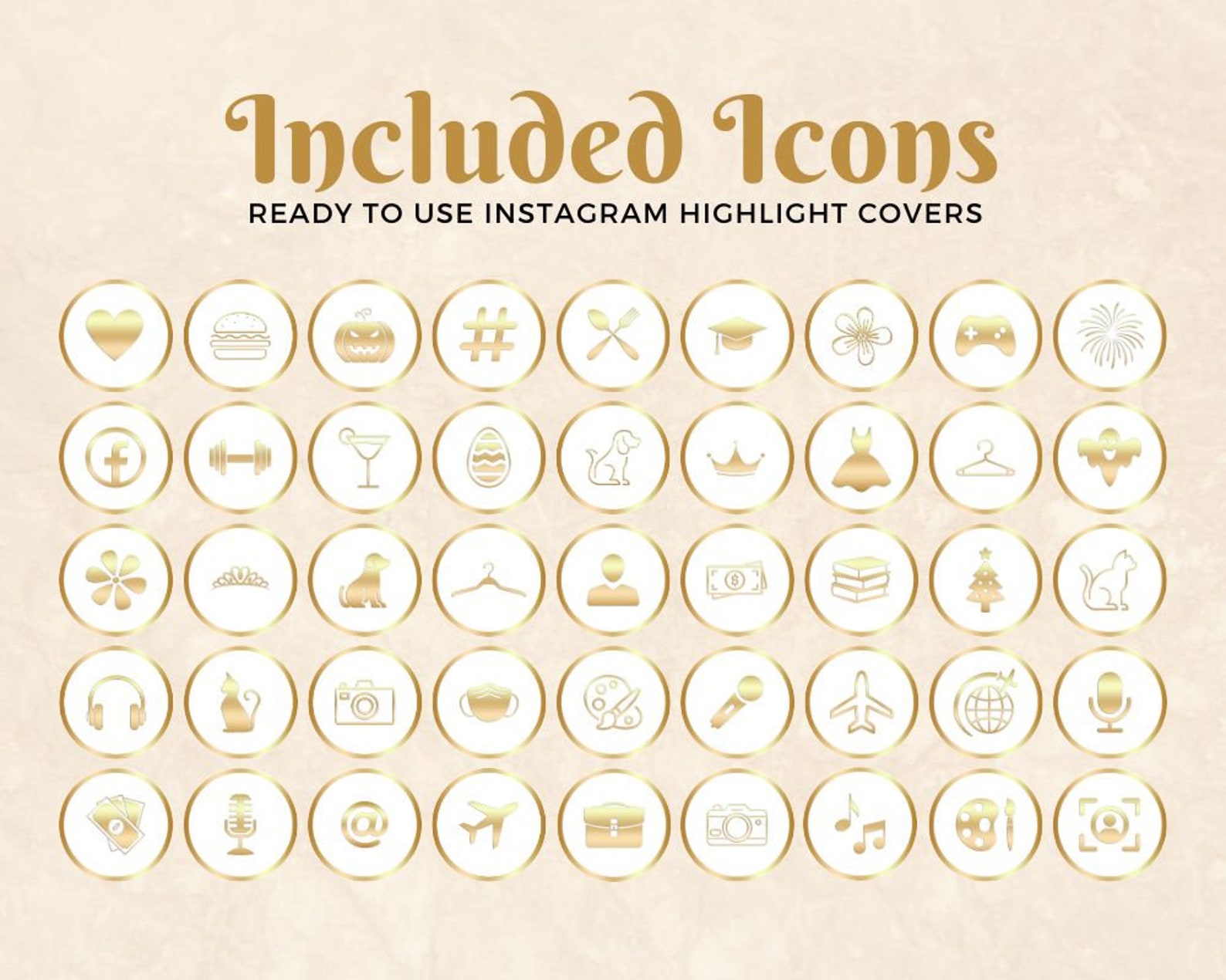 90 White and Gold Highlight Covers for Instagram Stories - Etsy