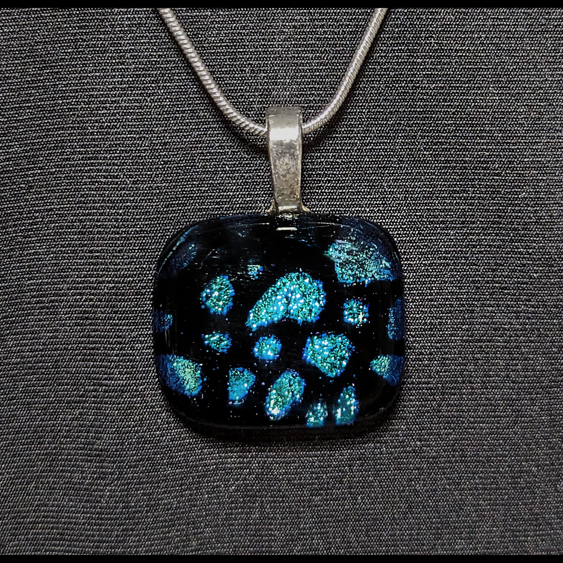 Amazing Signed Spotted Aqua Blue Dichroic & Black Glass - Etsy