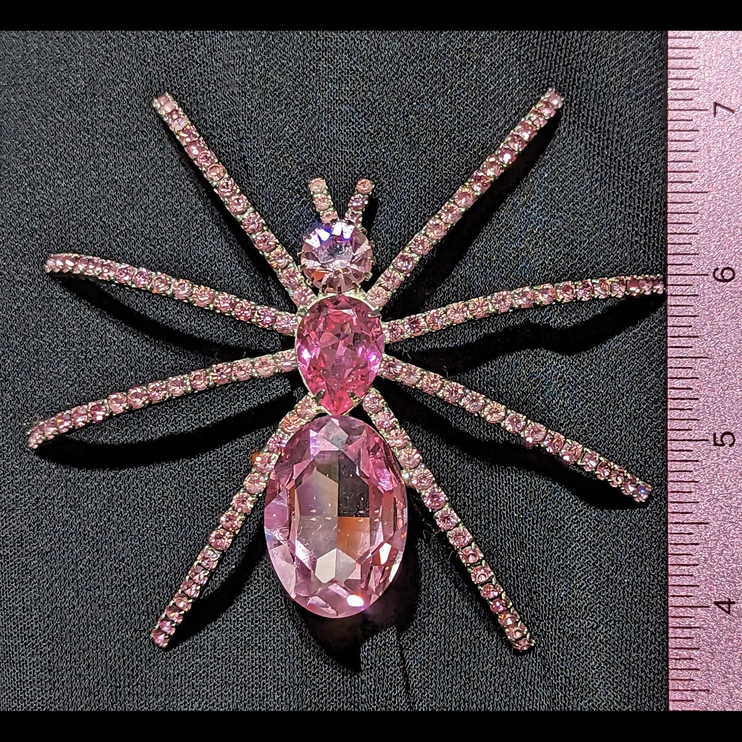 Amazing Large PINK Rhinestone Crystal SPIDER Brooch Pin, Purchased in ...