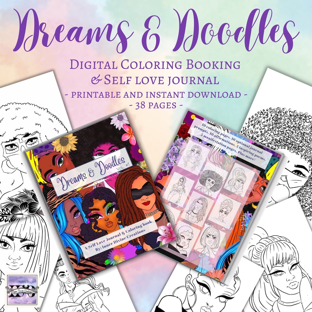 Dreams and Doodles Coloring Book Self Love Journal Bundle/ Digital ...