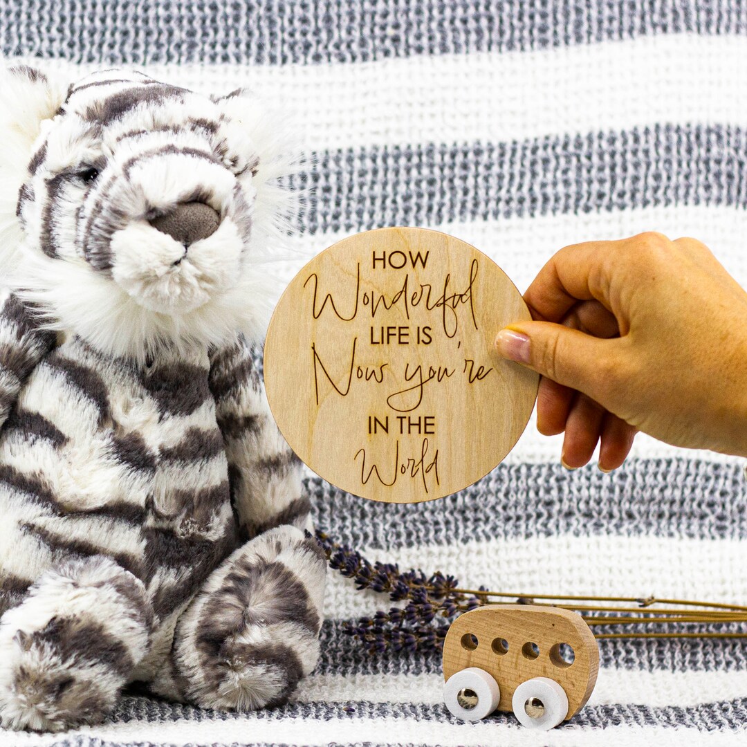 How Wonderful Life is Now You're in the World Sign | Engraved Wood ...