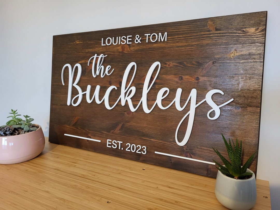 Couples Wood Sign With Raised Lettering | Year Est Wedding Sign ...