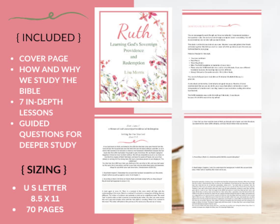 In-depth Bible Study in Ruth Printable Bible Study Guide Digital ...