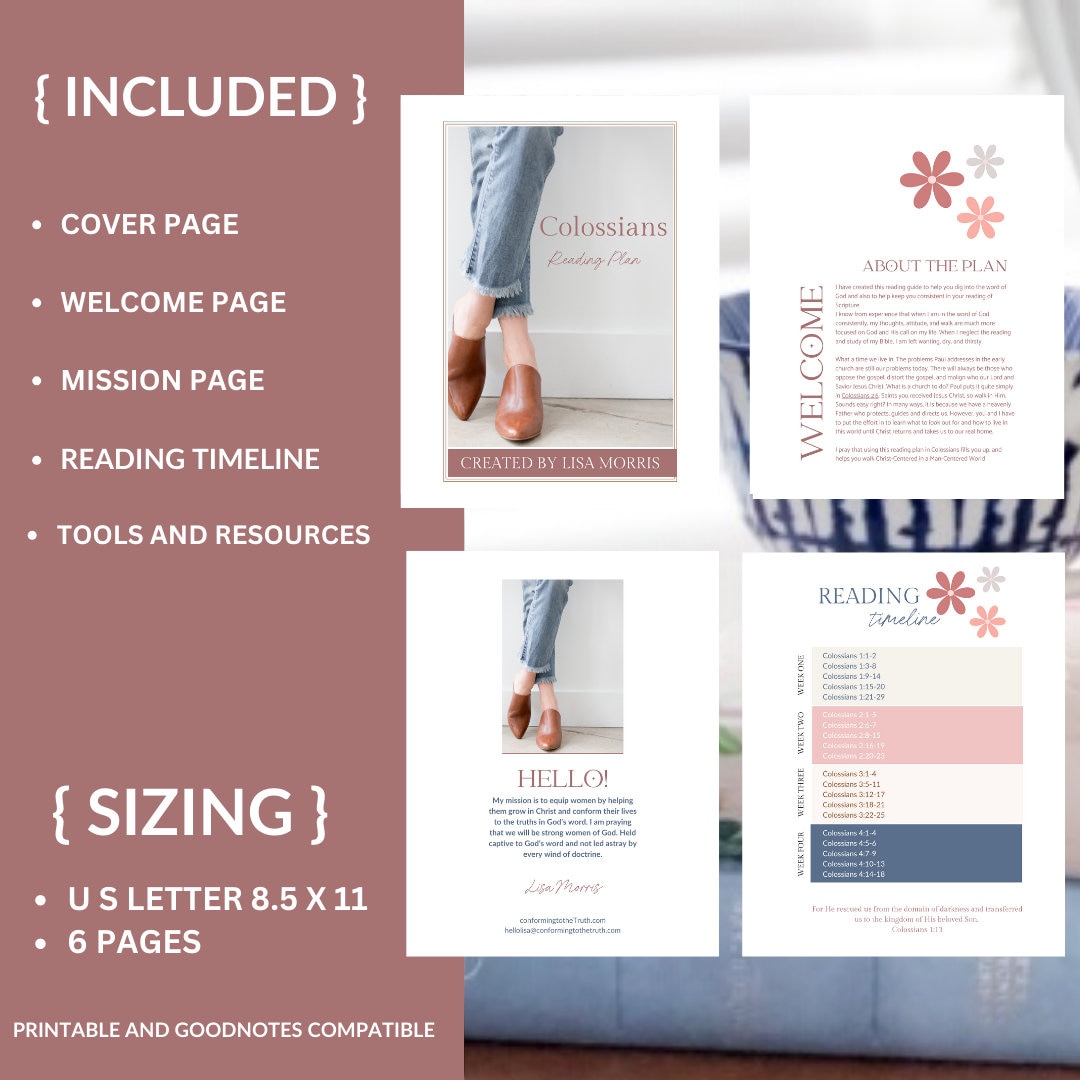 Bible Reading Plan Colossians Digital Bible Reading Plan PDF Worksheet ...