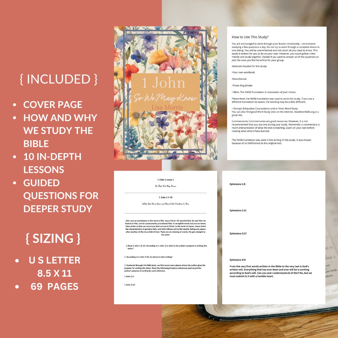 In-depth Bible Study in 1 John Printable Bible Study Guide Digital ...