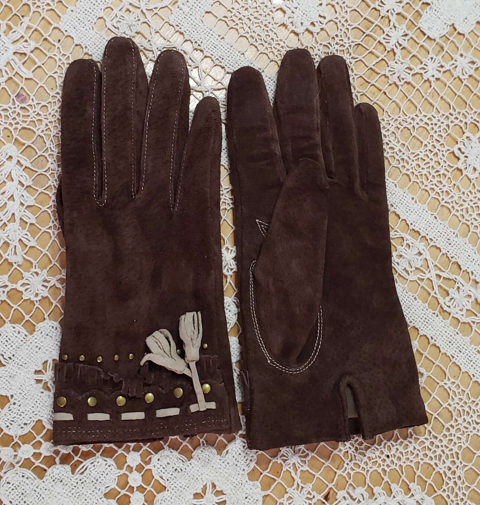Brown Suede Leather Western Style Winter Gloves Lined | Etsy