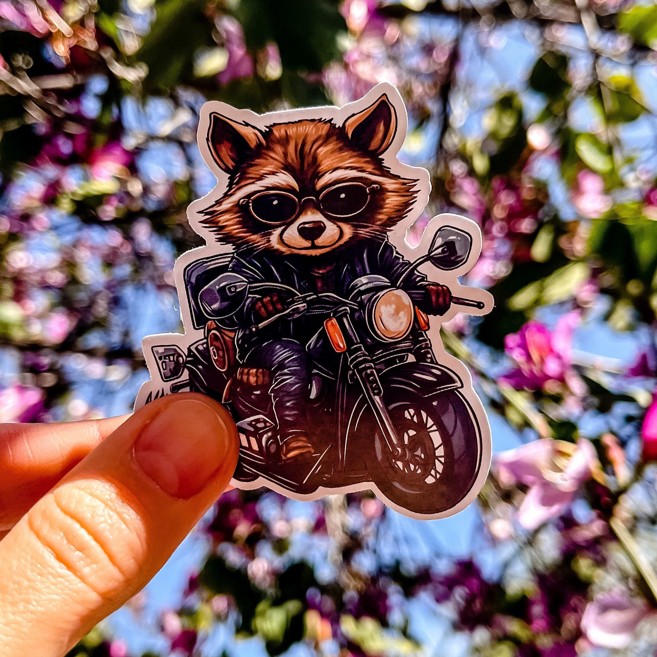Raccoon Motorcycle Sticker - Etsy