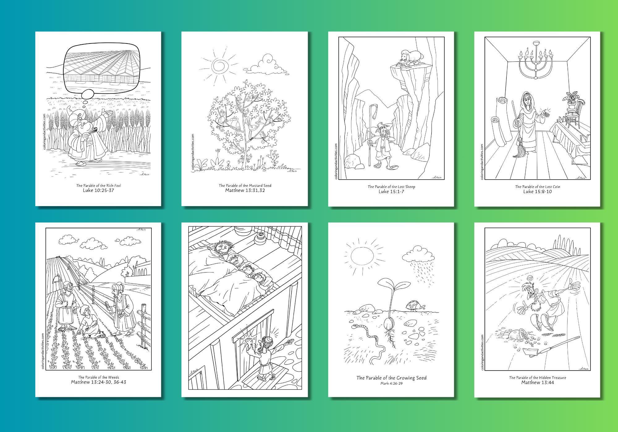 Parables of Jesus - Bible Coloring Book. Printable Coloring Pages for ...