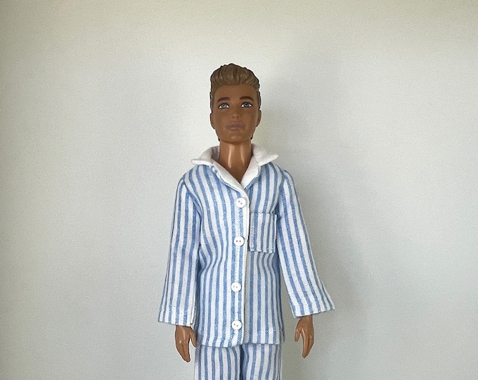 Ken Fashion Dolls-blue and White Stripe Pattern Flannel Pajamas - Etsy