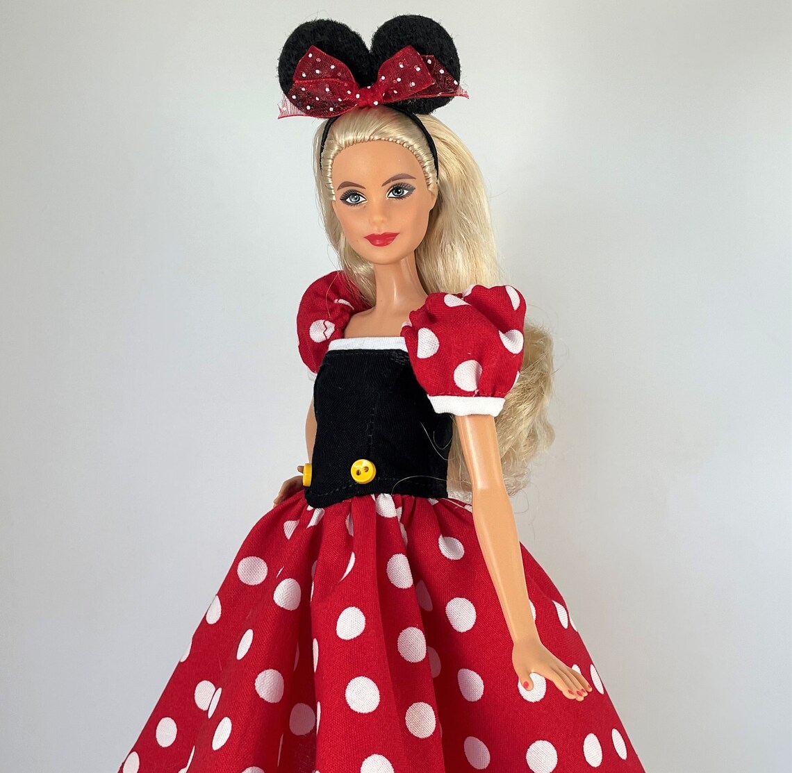 Handmade Fashion Doll Clothes - Minnie Mouse Puff Sleeve Dress - Etsy