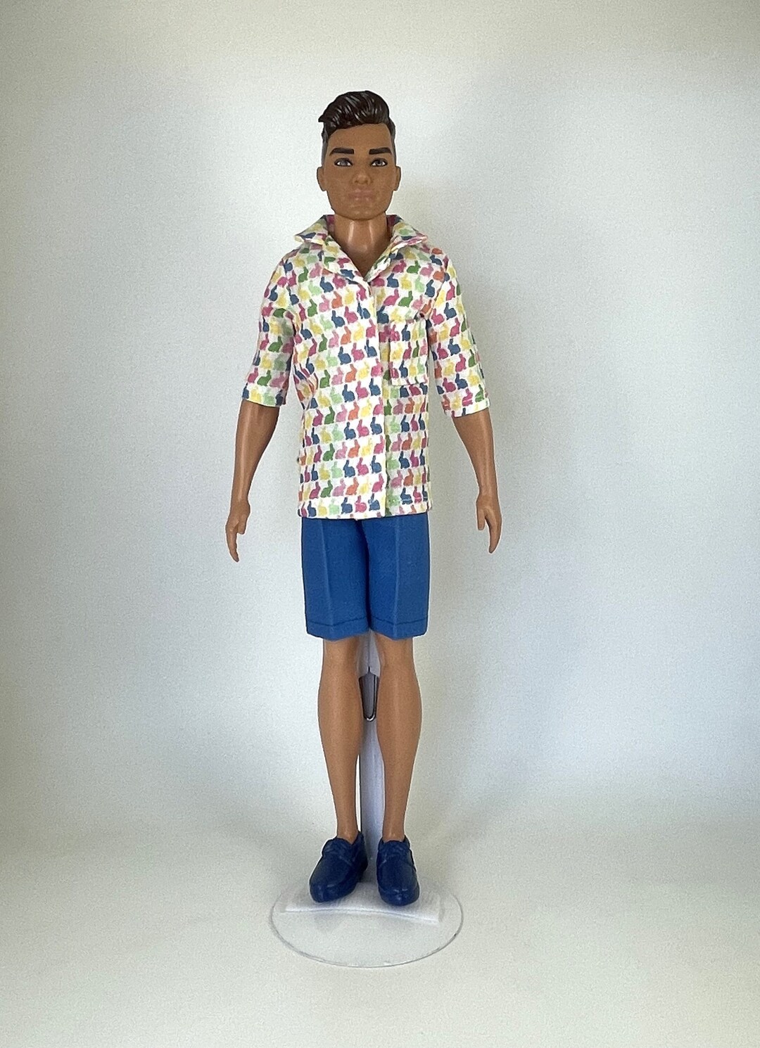 Ken Clothes Multi Pastel Colored Bunny Rabbit Pattern Shirt and Blue ...