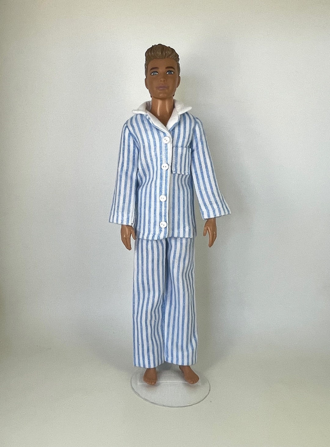 Ken Fashion Dolls-blue and White Stripe Pattern Flannel Pajamas - Etsy