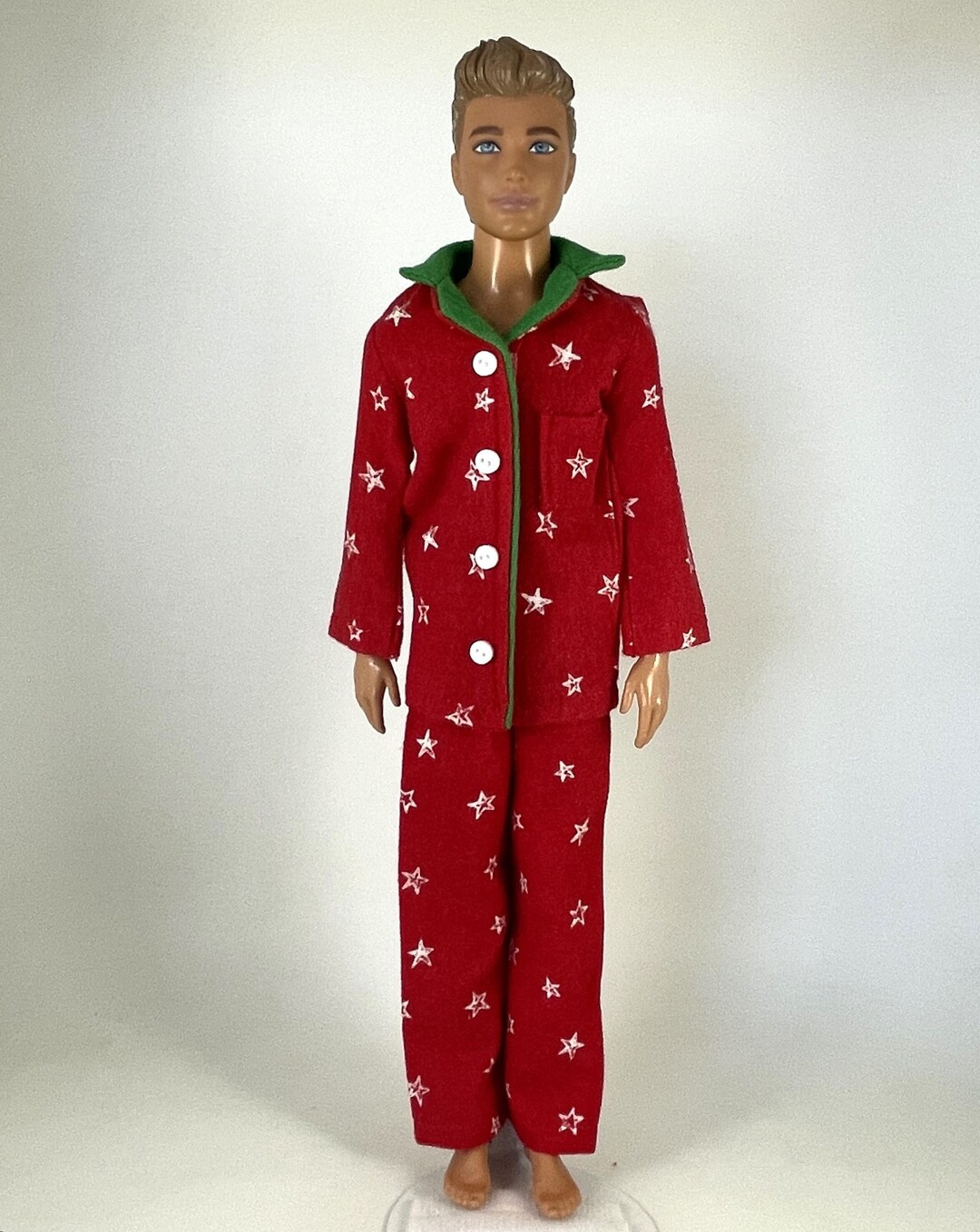 Ken Dolls-red With White Star Pattern Holiday Pajamas - Etsy