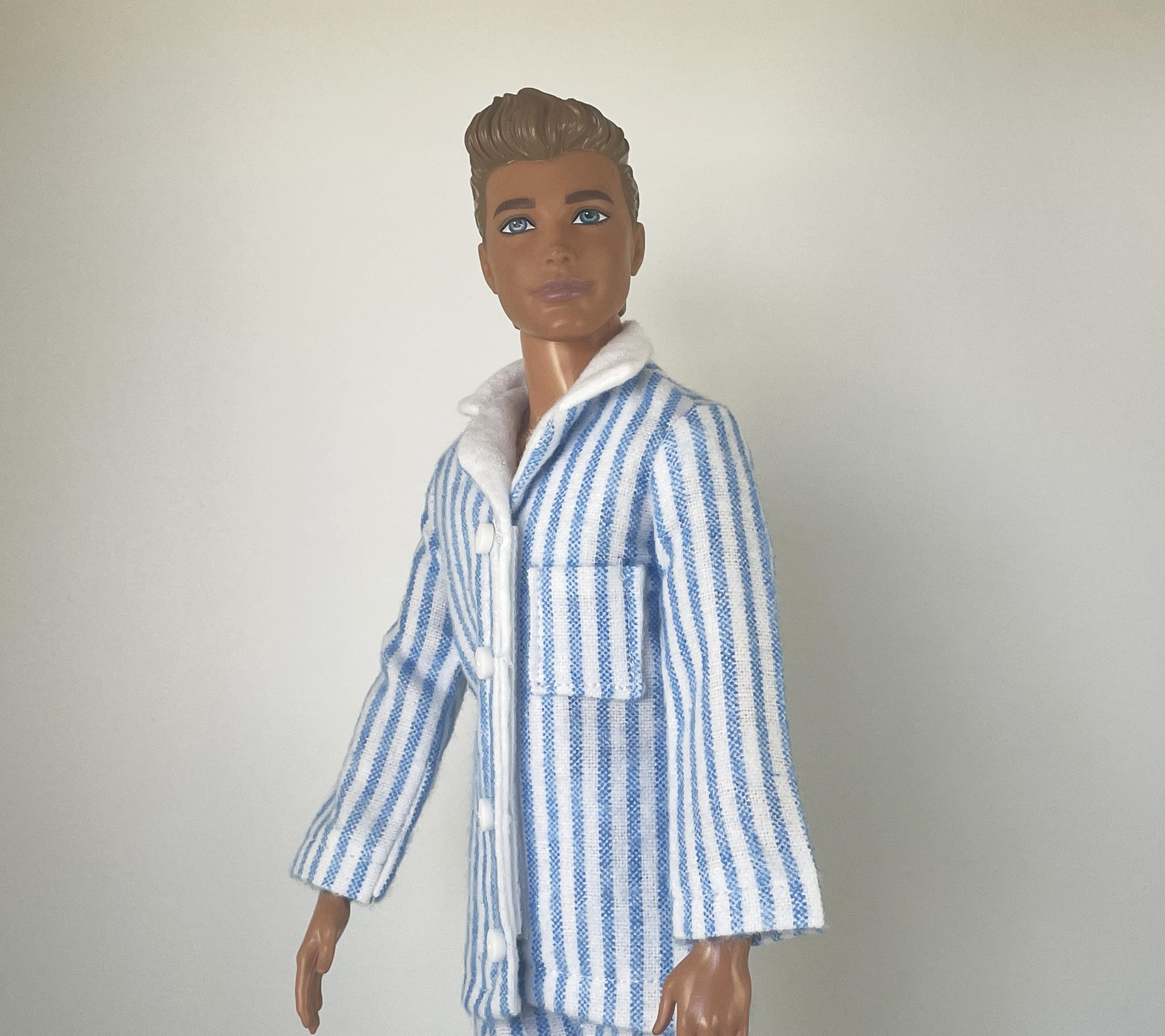 Ken Fashion Dolls-blue and White Stripe Pattern Flannel Pajamas - Etsy