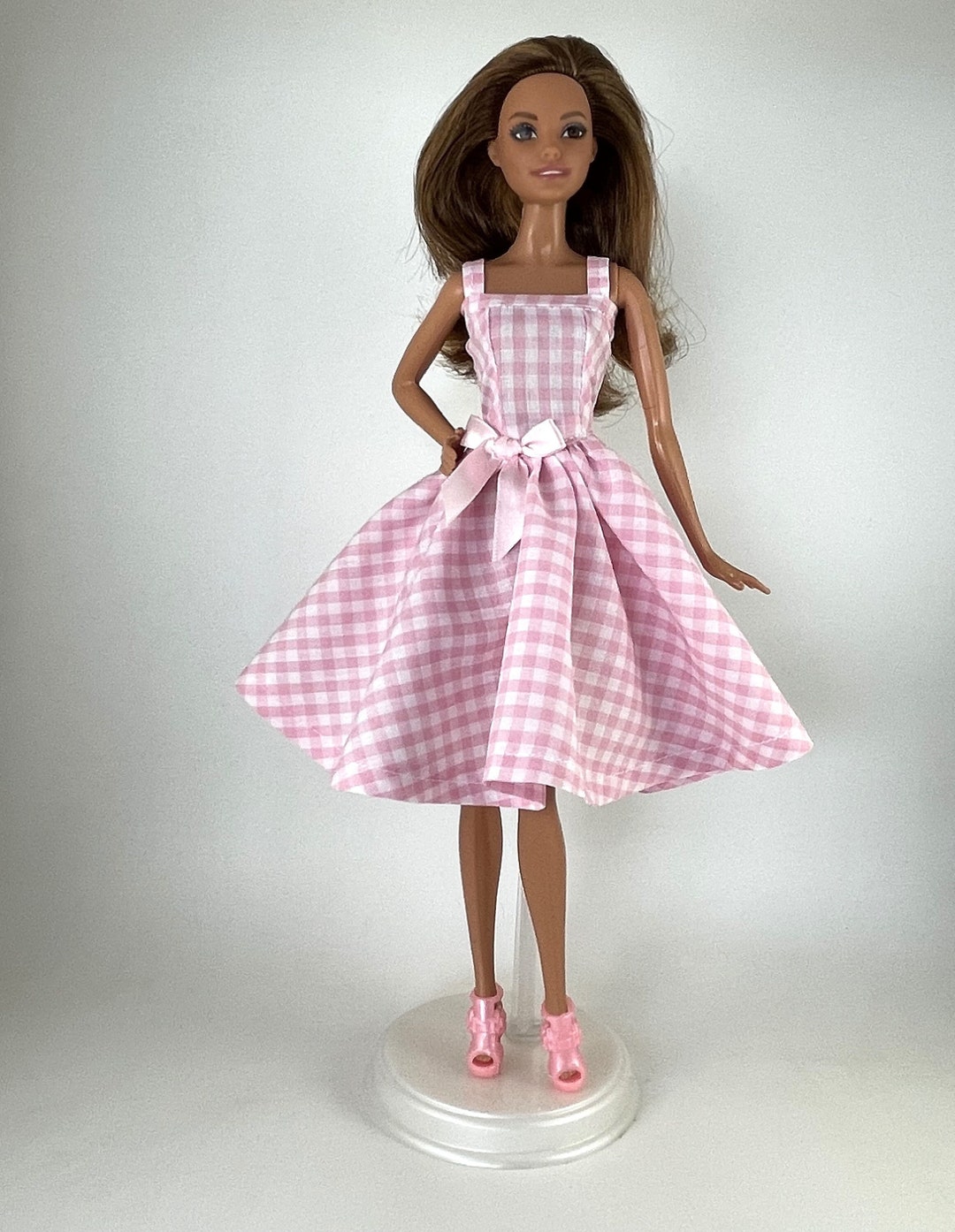 Handmade Fashion Doll Clothes -pink and White Check Gingham Pattern ...