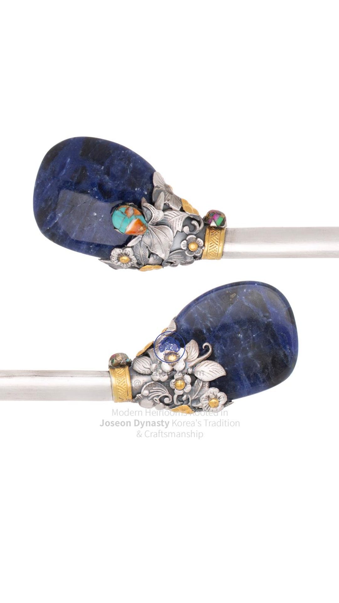 Korean Hair Binyeo Korean Silver Blue Lapis Lazuli Hairpin Hanbok ...