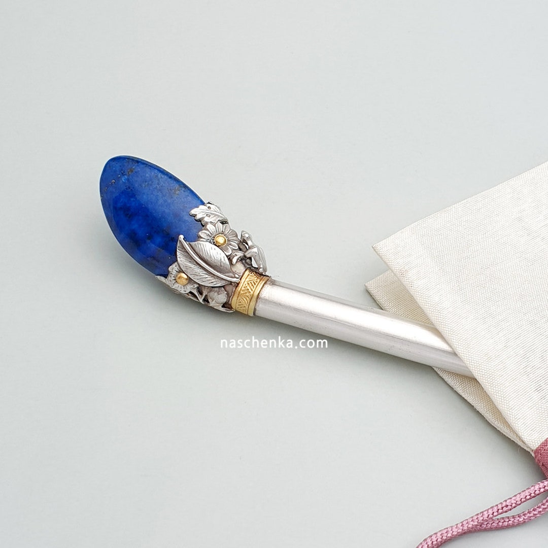Korean Hair Binyeo Korean Silver Blue Lapis Lazuli Hairpin Hanbok ...