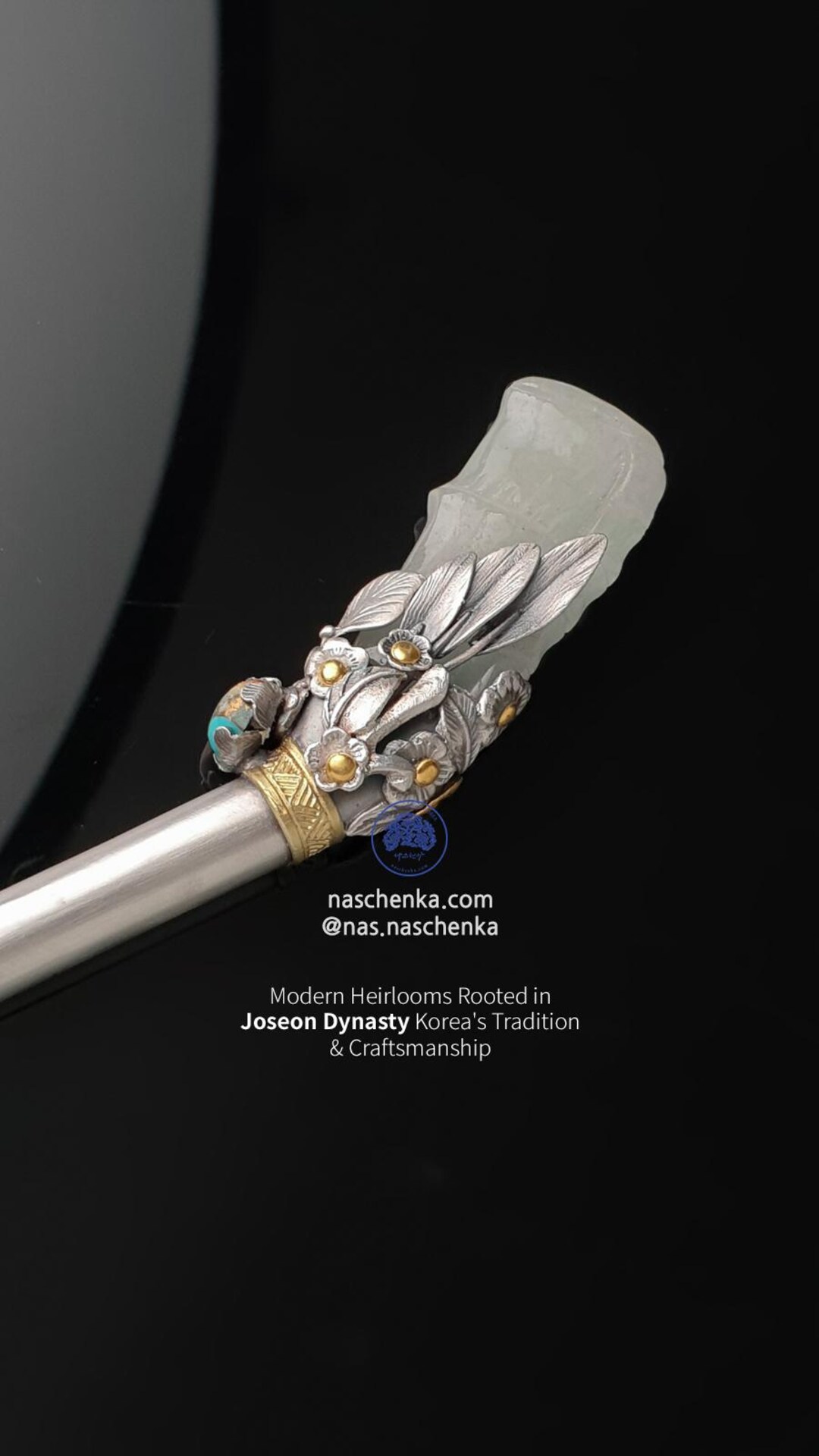 Sterling Silver Jade Binyeo Hairpin | Handcrafted Korean Heritage ...