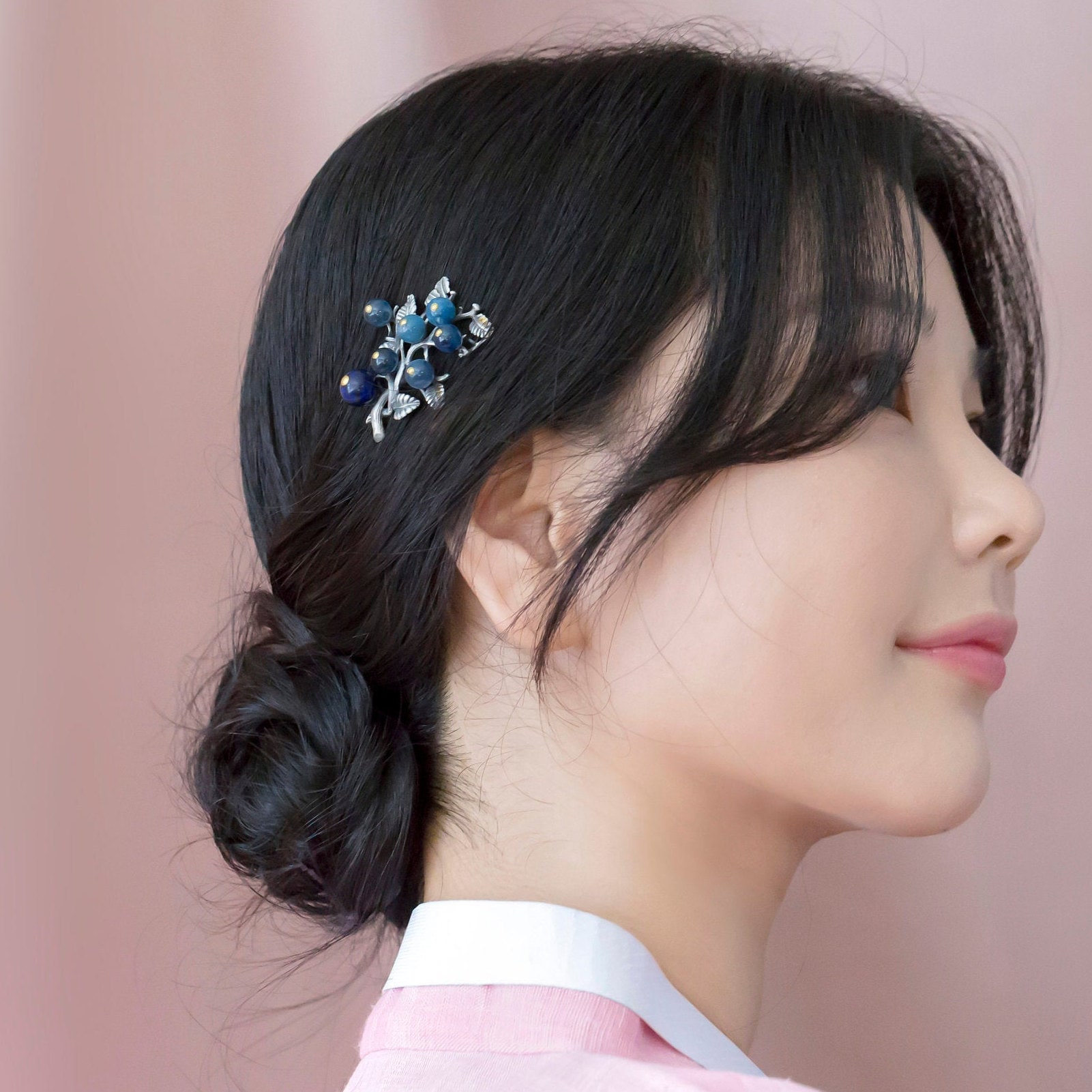 Korean Hair Clip , Traditional Korean Stick for Hanbok, Blue Kyanite ...