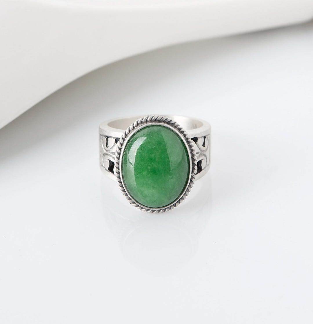 Handmade Sterling Silver Natural Jade Ring • Korean Hanbok Jewelry - Etsy