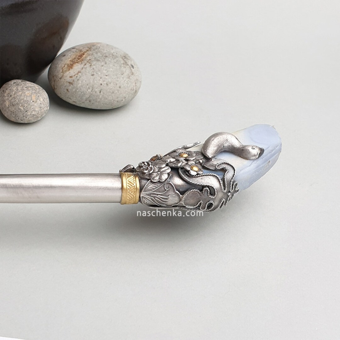 Sterling Silver Korean Binyeo Hairpin With Jade Accent | Handcrafted ...