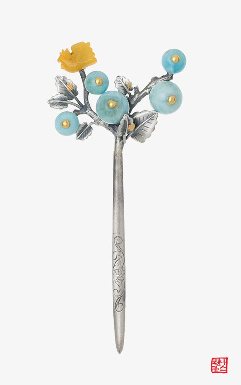 Sterling Silver Korean Hair Pin, Traditional Dwikkoji Accessory - Etsy