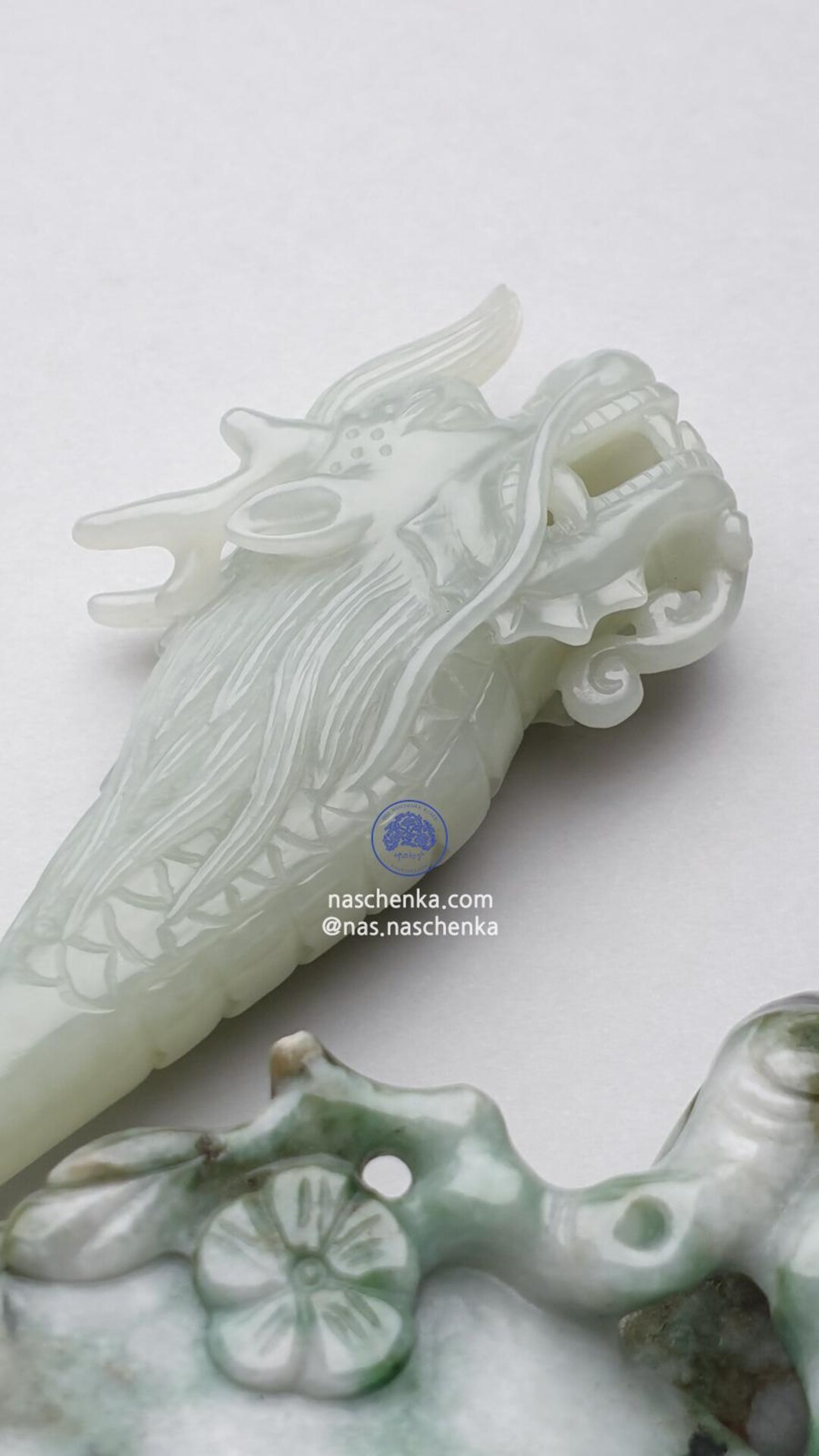 Dragon Handcrafted White Jade Binyeo 비녀 Exquisite Hand-carved Jade ...
