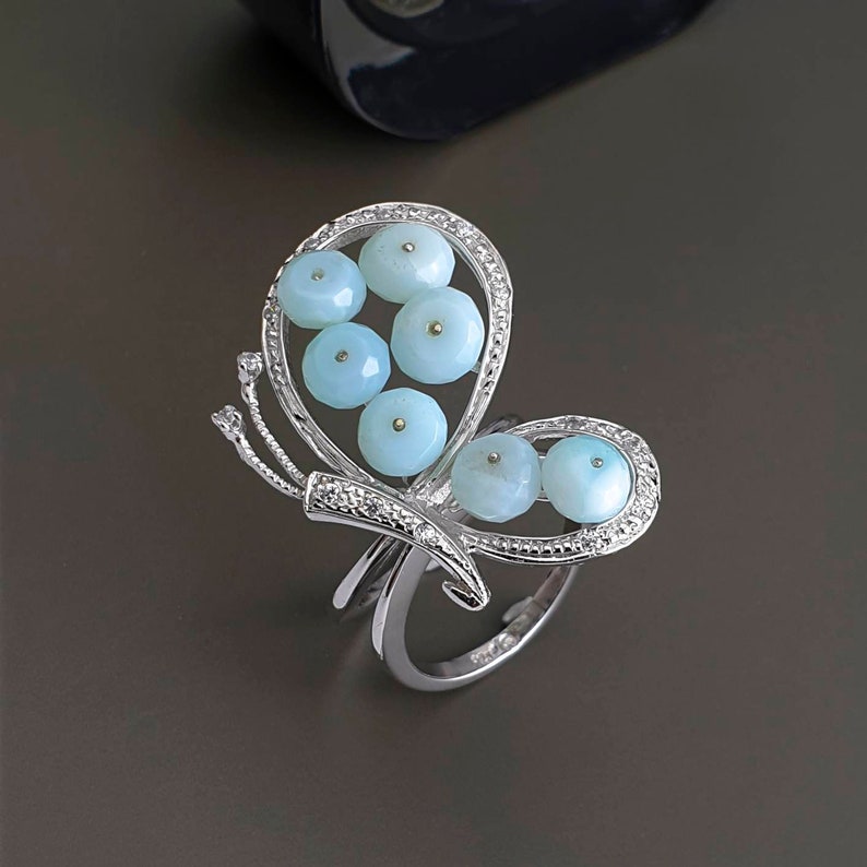 Sterling Silver Butterfly Ring • Blue Opal Korean Jewelry - Etsy UK