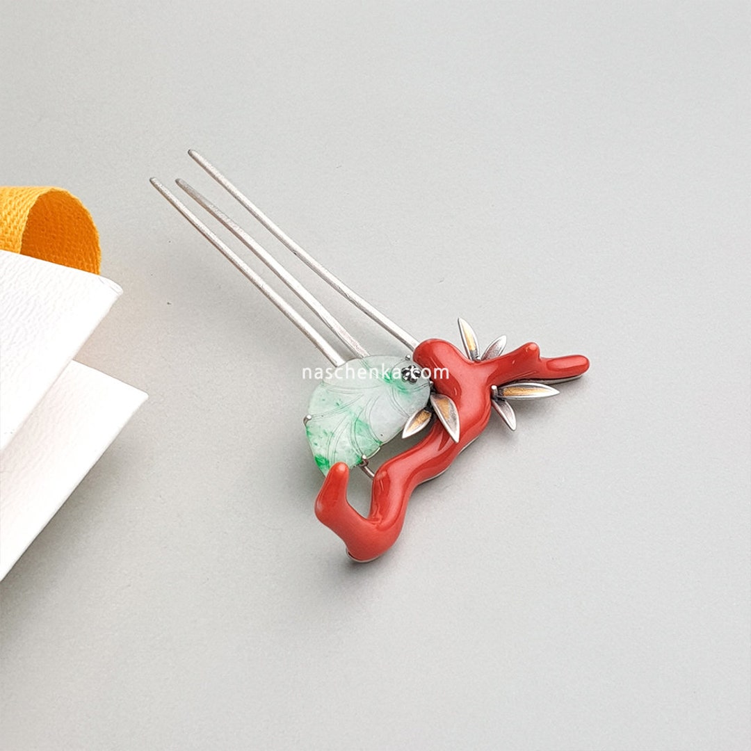 Korean Hair Pin , Korean Hair Clip , Coral Hair Silver Fork Pin Stick ...